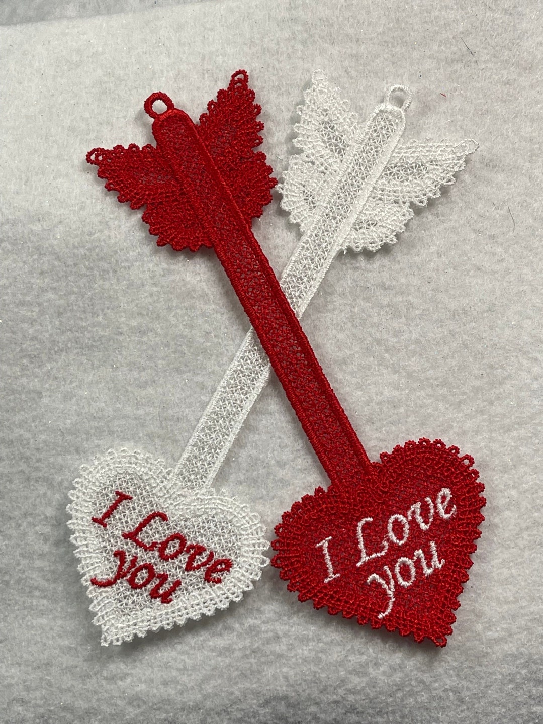 I Love You Arrows (free Standing Lace - A Finished Embroidery Product ...