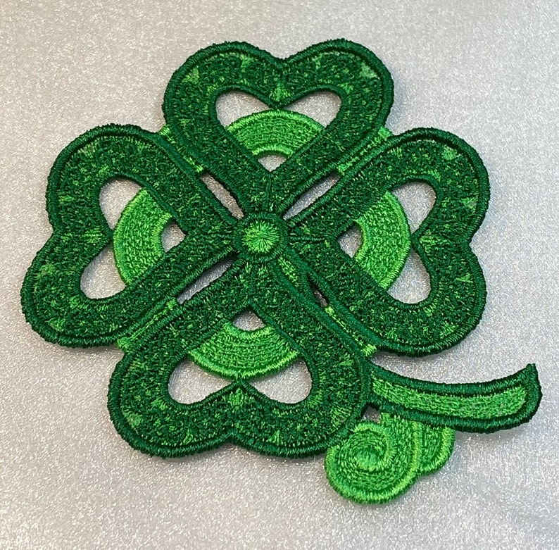 Double Green Irish Shamrock free Standing Lace A Finished - Etsy