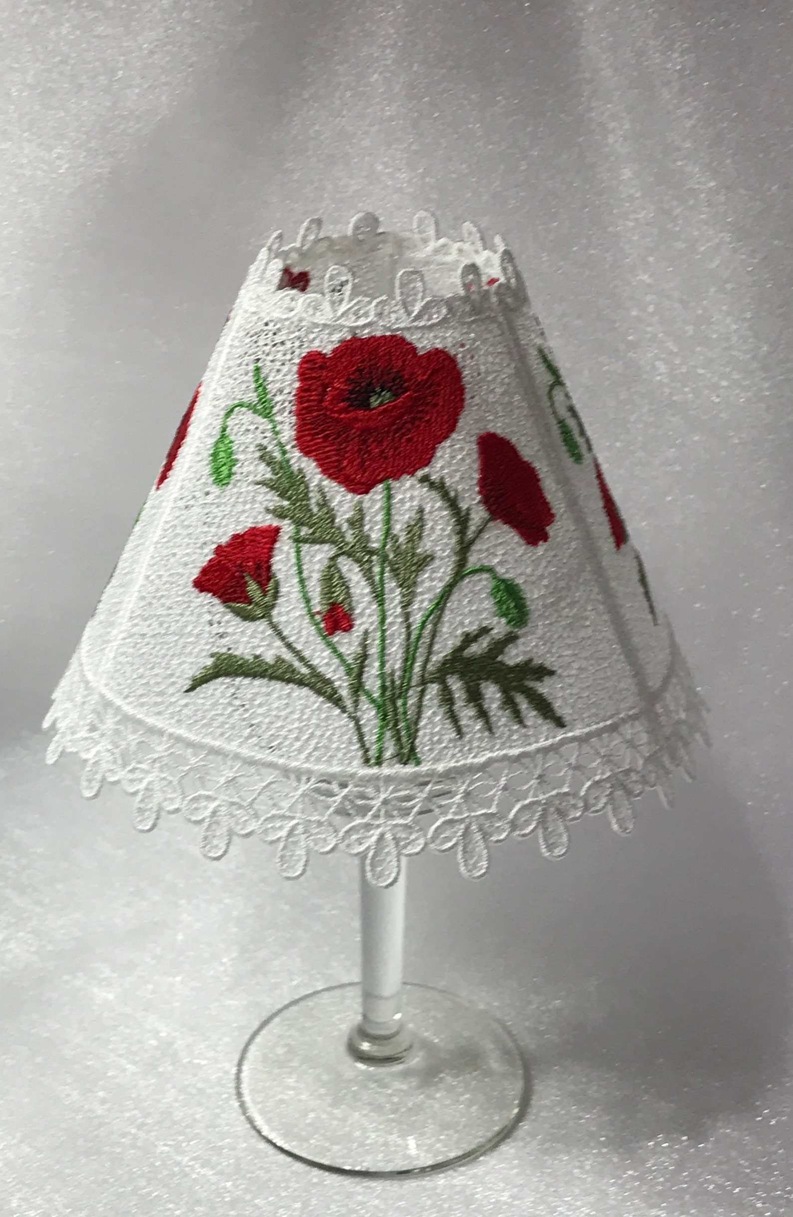 Poppy Wineglass Shade free Standing Lace A Finished | Etsy