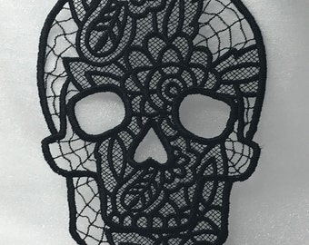 Lace Skull free Standing Lace A Finished Embroidery | Etsy
