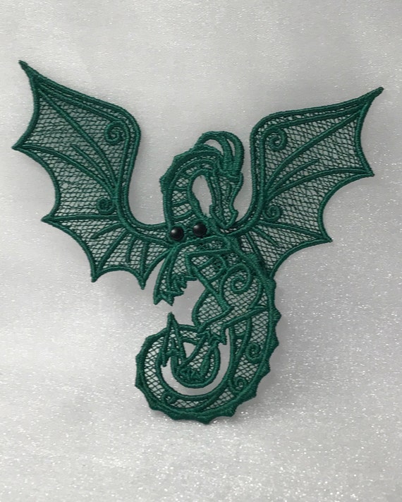 Lace Dragon articulated free Standing Lace Finished | Etsy