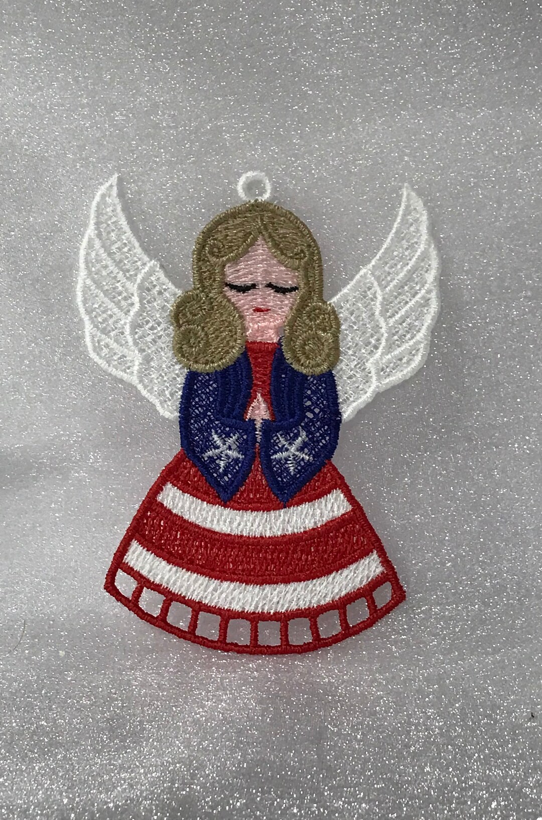Patriotic Praying Angel (free Standing Lace - A Finished Embroidery ...