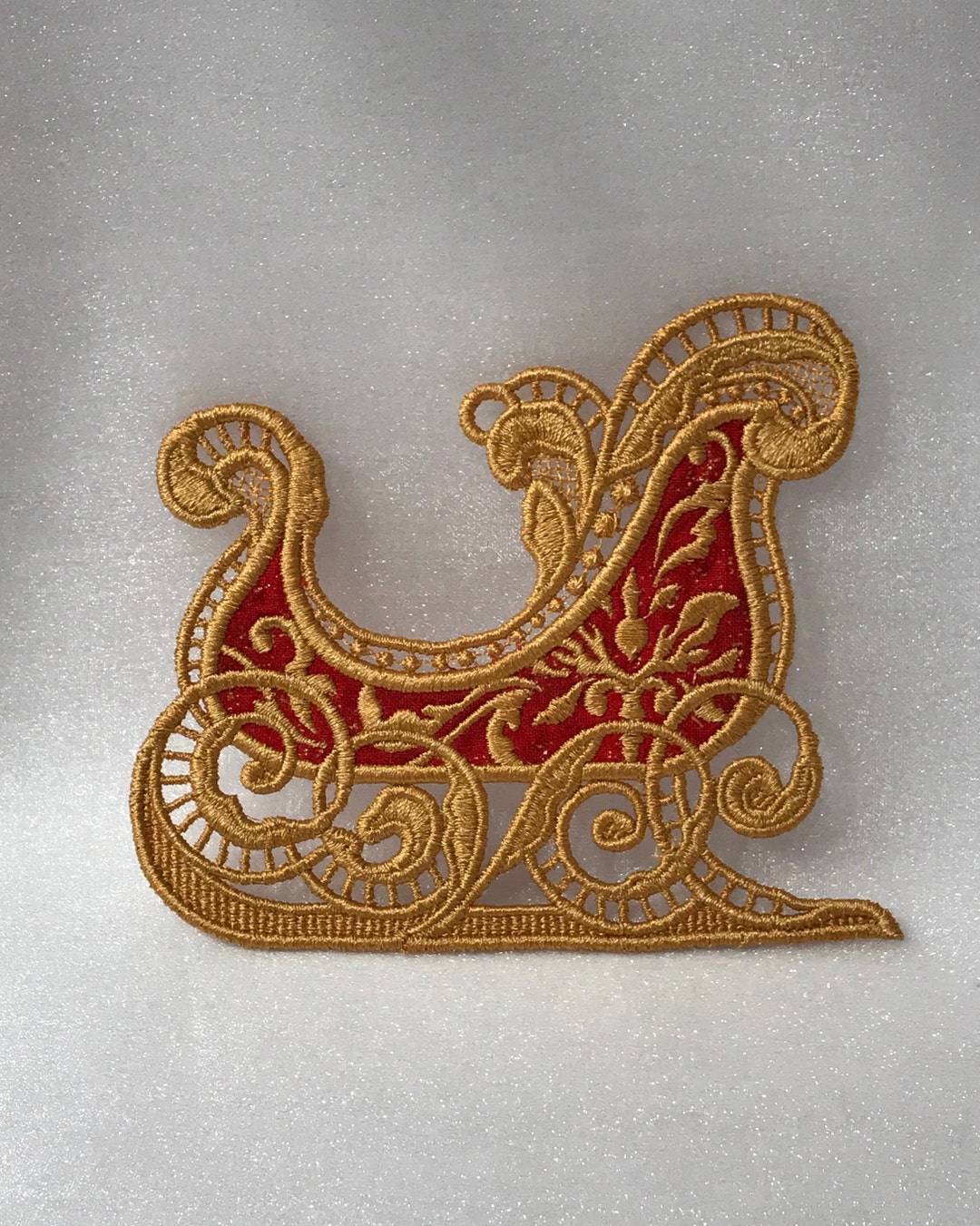 Red & Gold Sleigh (free Standing Applique - A Finished Embroidery ...