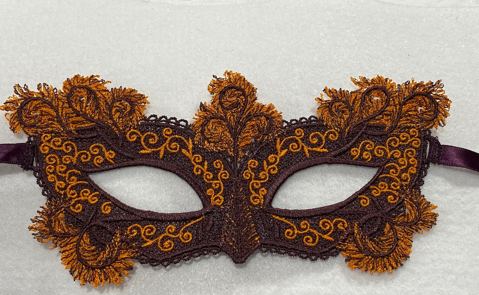 Two Colored Feather Mask free Standing Lace A Finished | Etsy