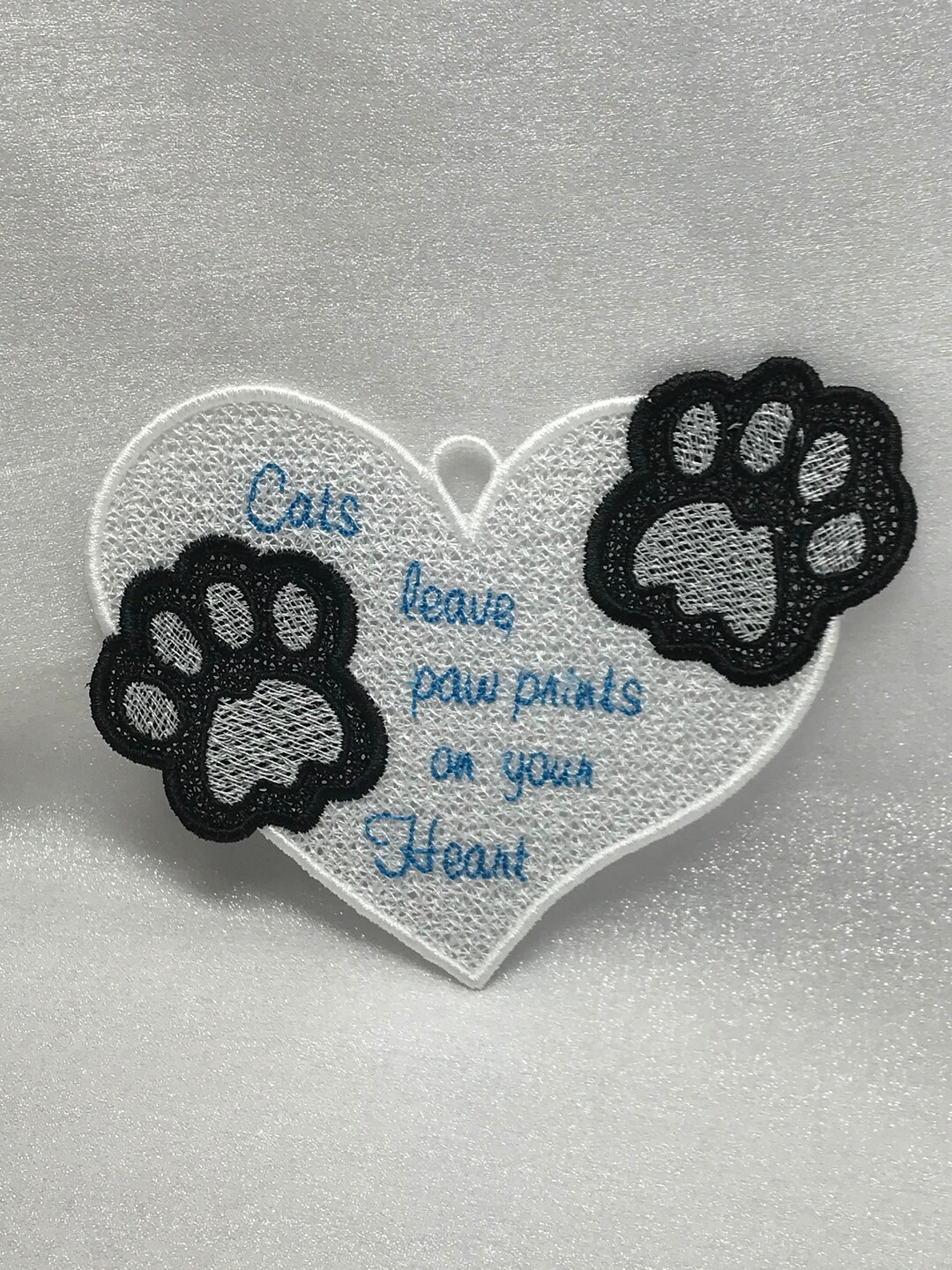 Cat Heart Prints (free Standing Lace - A Finished Embroidery Product ...