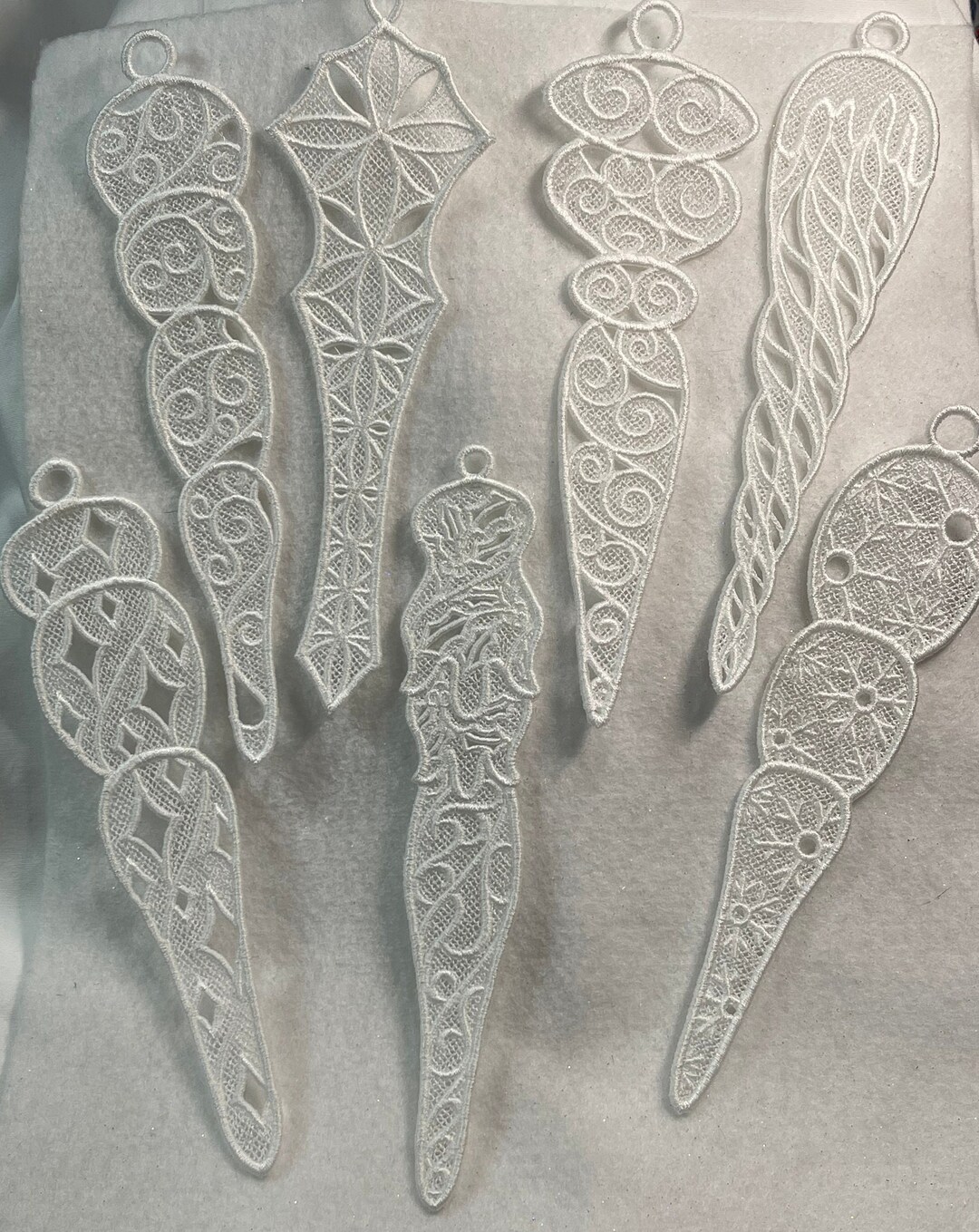 Set of 7 Assorted Icicles (free Standing Lace - A Finished Embroidery ...