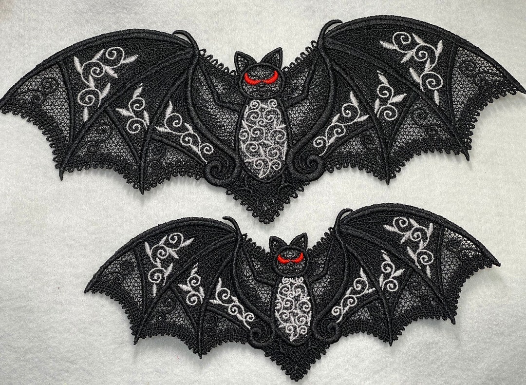Halloween Bats in 2 Sizes - Free Standing Lace (A Finished Embroidery ...