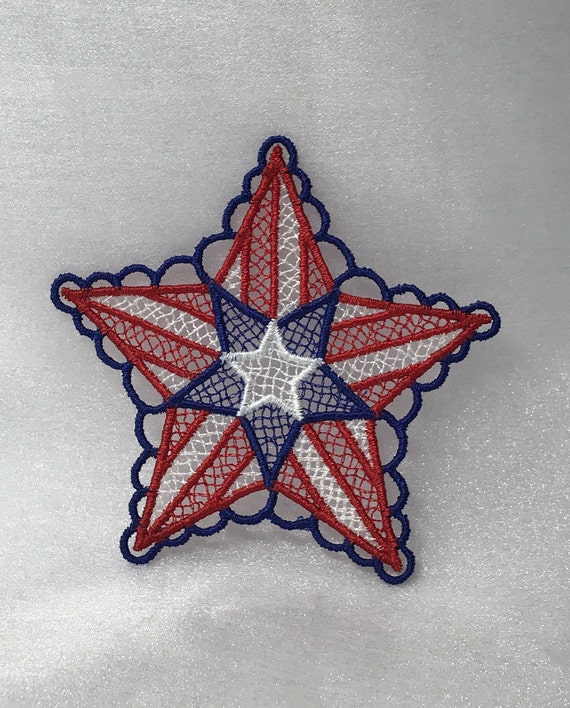 Lace Patriotic Star Free Standing Lace A Finished | Etsy