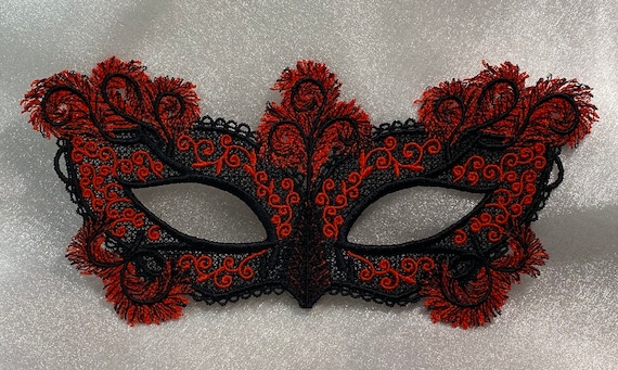 Two Colored Feather Mask free Standing Lace A Finished | Etsy