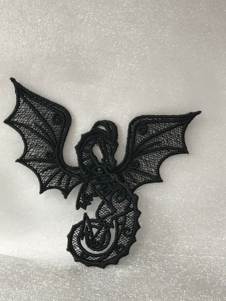 Lace Dragon articulated free Standing Lace Finished | Etsy