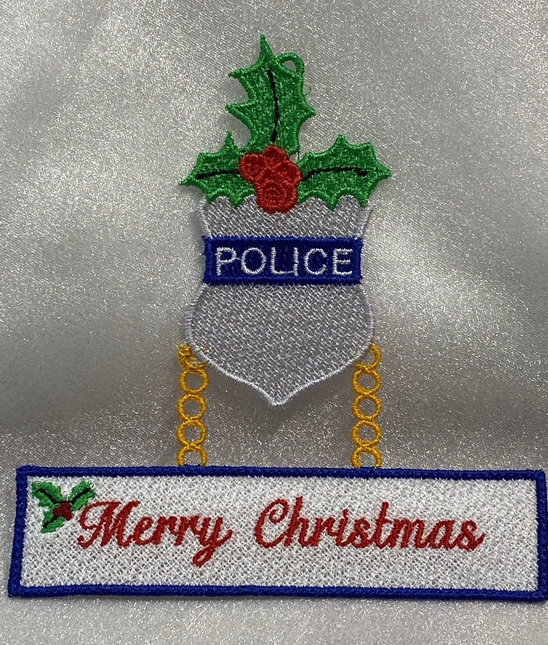 Police Merry Christmas (free Standing Lace - A Finished Embroidery ...