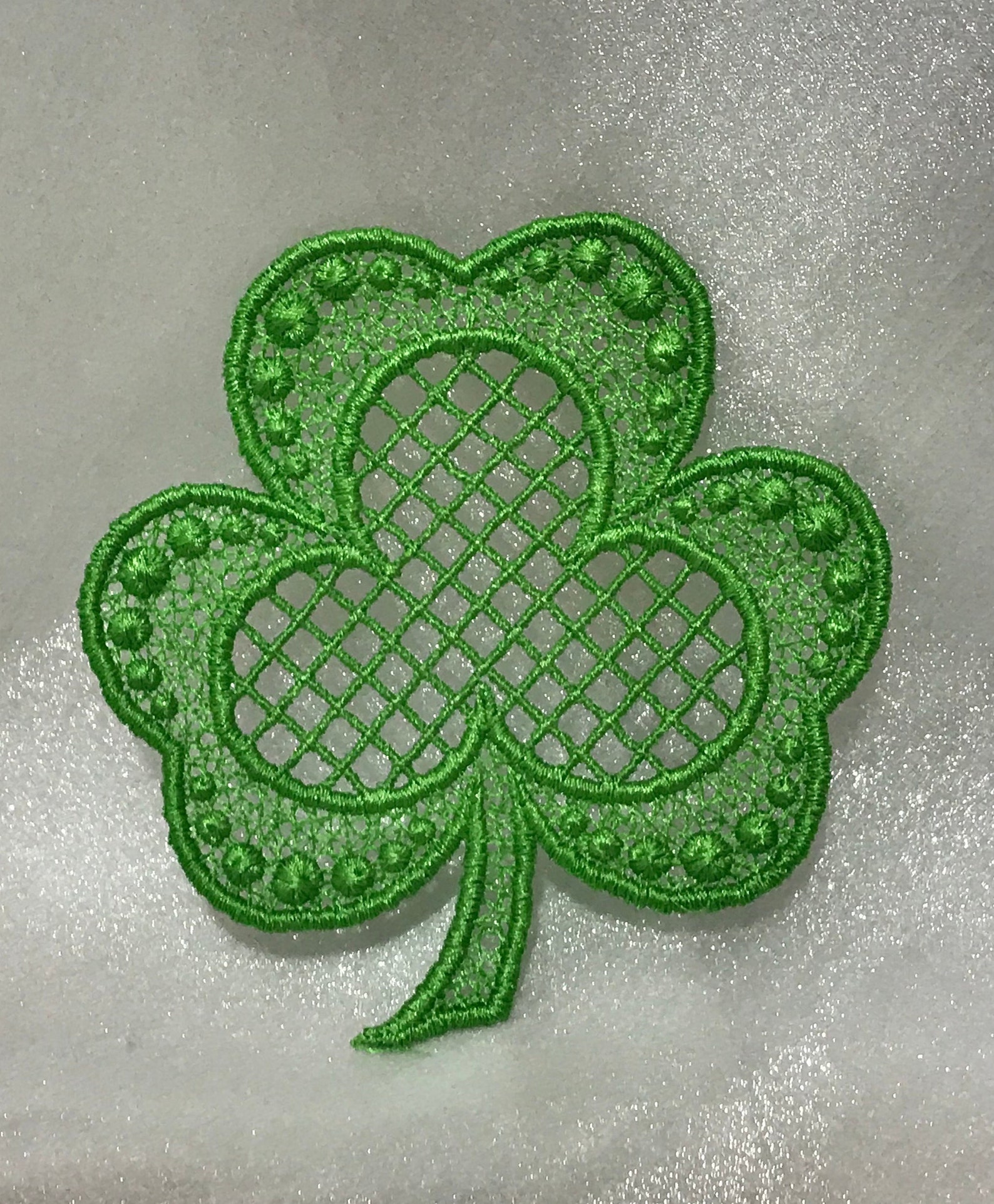 Shamrock With Bead Detail (free Standing Lace - A Finished Embroidery ...