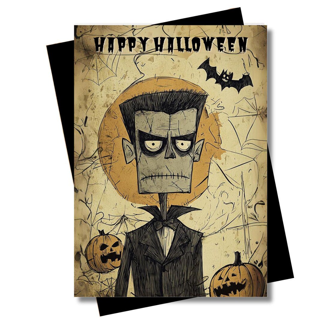 Printable Card, Grumpy Frankenstein, Gothic Art, Instant Download for ...