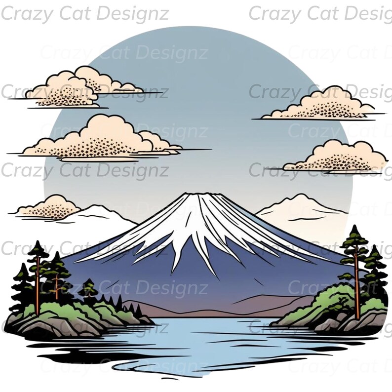 Mt Fuji Clipart Bundle Instant Download Japanese Art for Creative ...