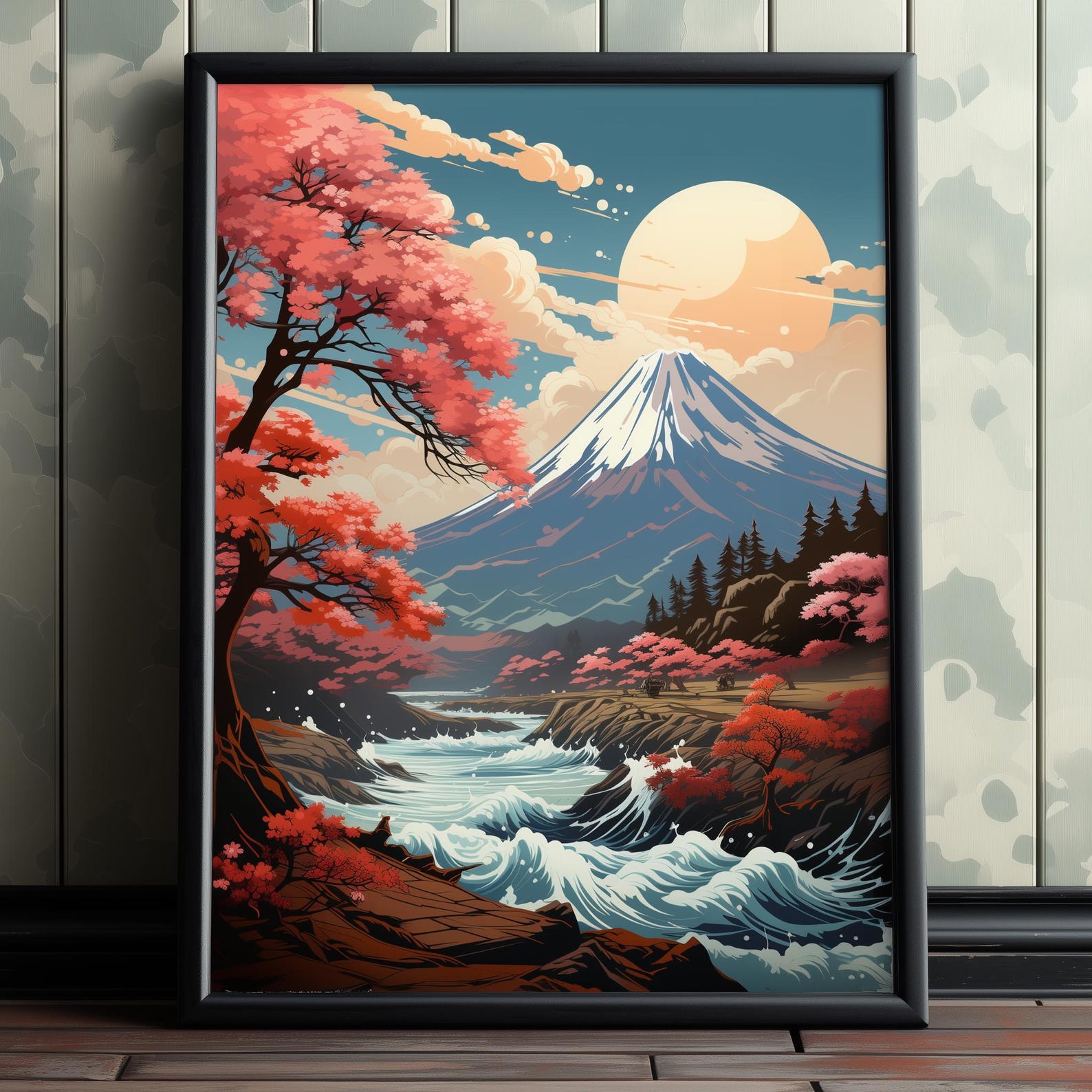 Japanese Ukiyo-e Mt Fuji Vertical Poster, Wall Art, Home Decor ...