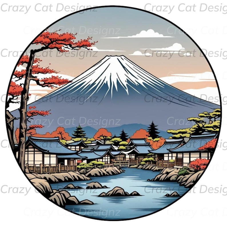 Mt Fuji Clipart Bundle Instant Download Japanese Art for Creative ...