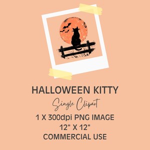 Halloween Kitty Clip Art, Instant Download, Spooky Cat Design for ...