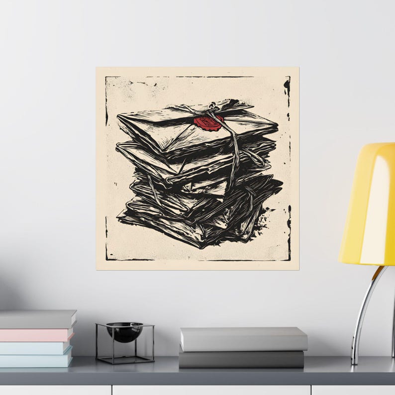 Gothic Love Letters Linocut Print Dark Romantic Valentine Wall Art - Etsy