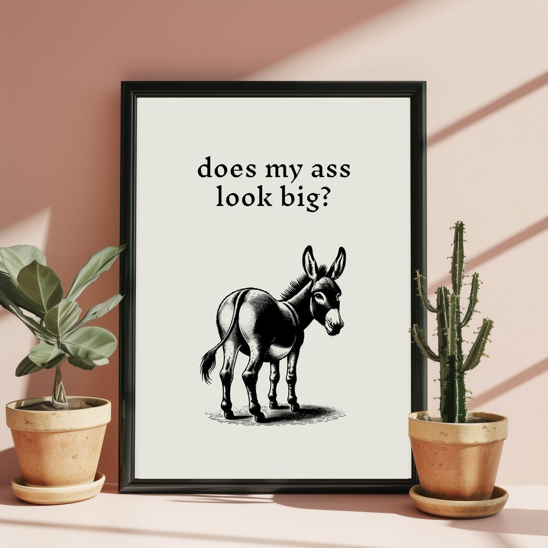 Funny Donkey Quote Poster: Black and White Animal Print - Etsy