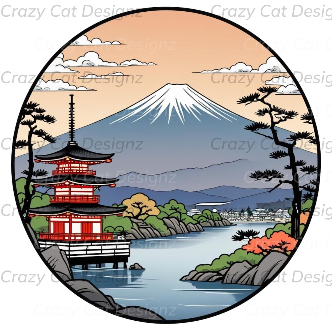 Mt Fuji Clipart Bundle Instant Download Japanese Art for Creative ...