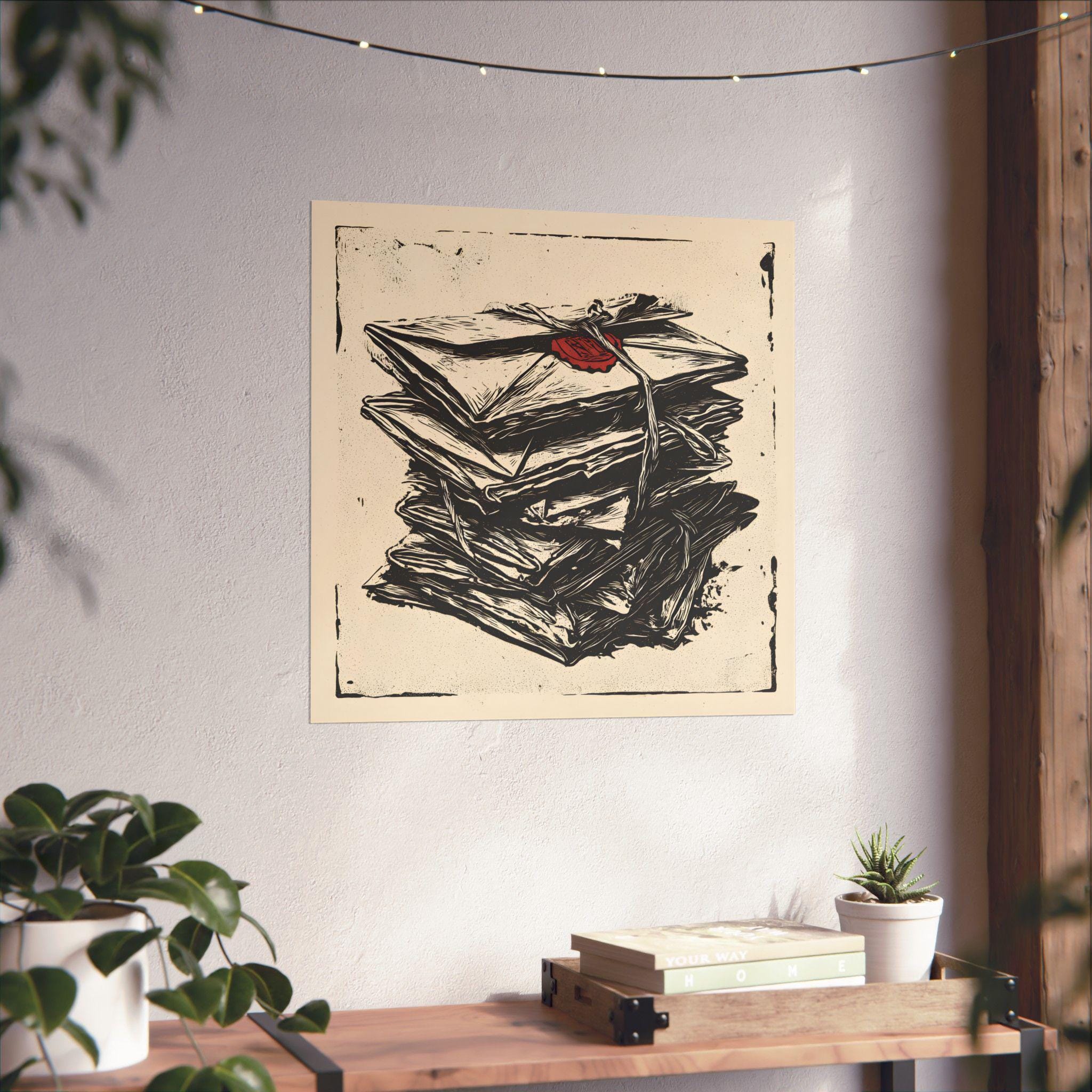 Gothic Love Letters Linocut Print Dark Romantic Valentine Wall Art - Etsy