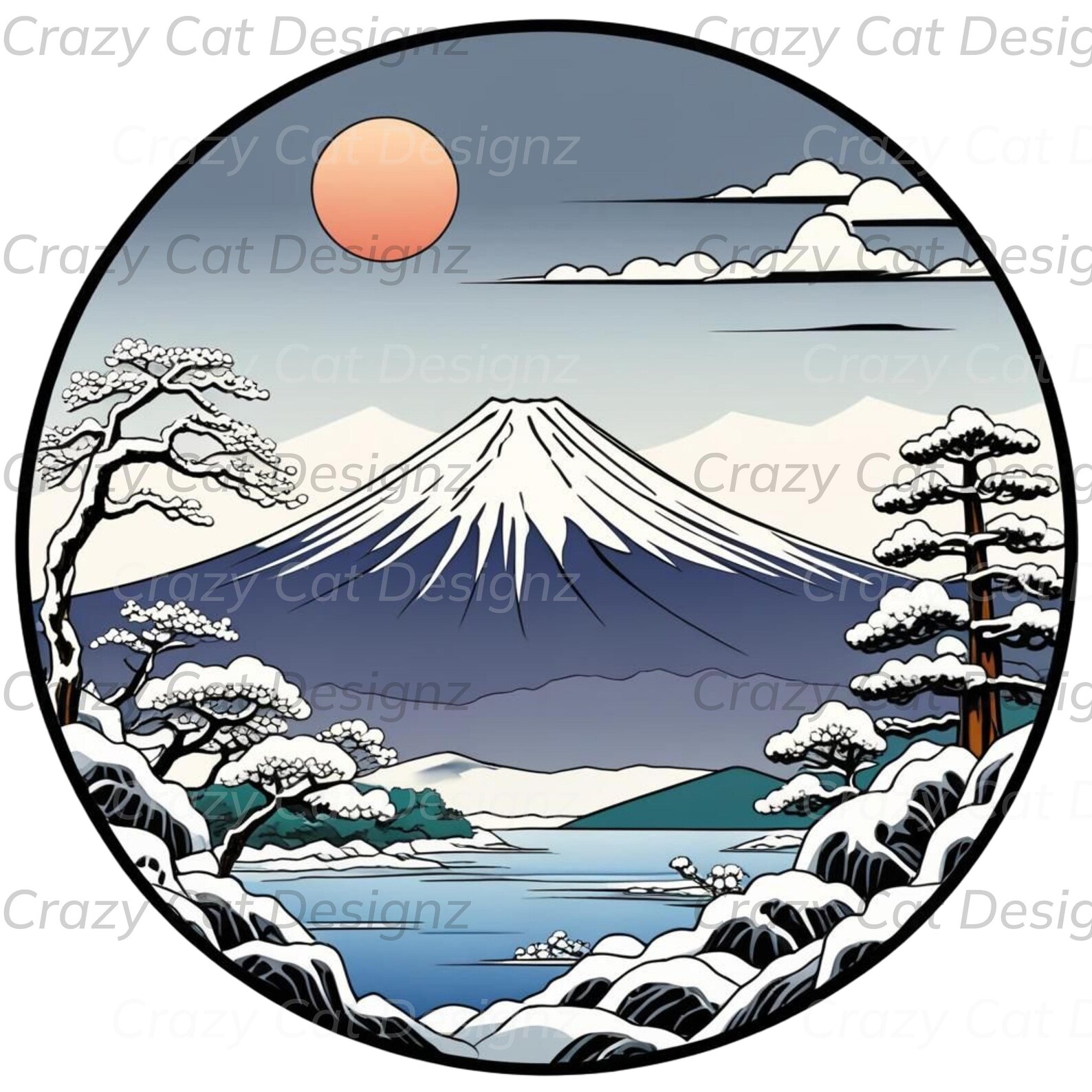 Mt Fuji Clipart Bundle Instant Download Japanese Art for Creative ...