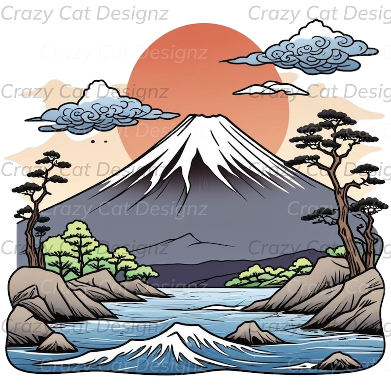 Mt Fuji Clipart Bundle Instant Download Japanese Art for Creative ...