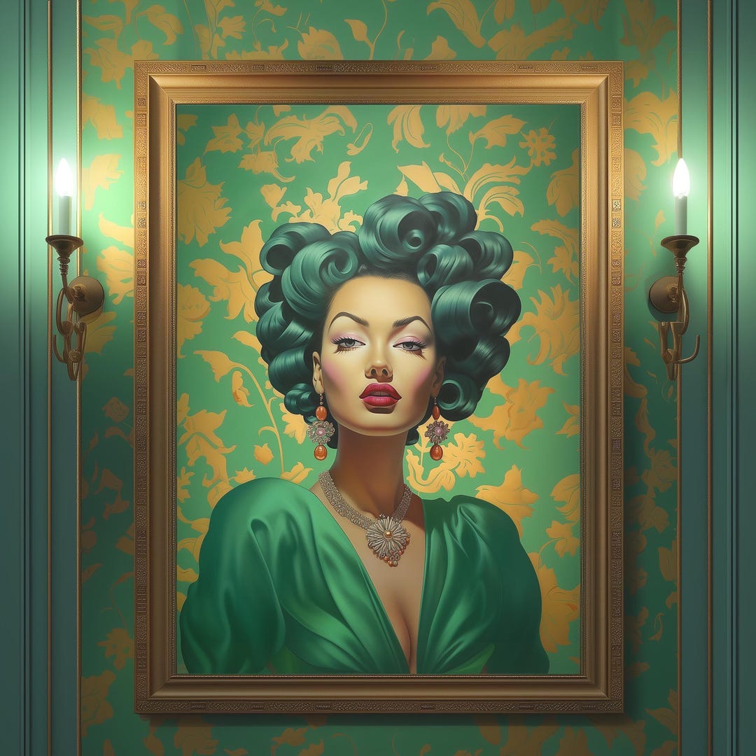 Kitsch Green Lady Poster: Vladimir Tretchikoff Style, Mid-century ...