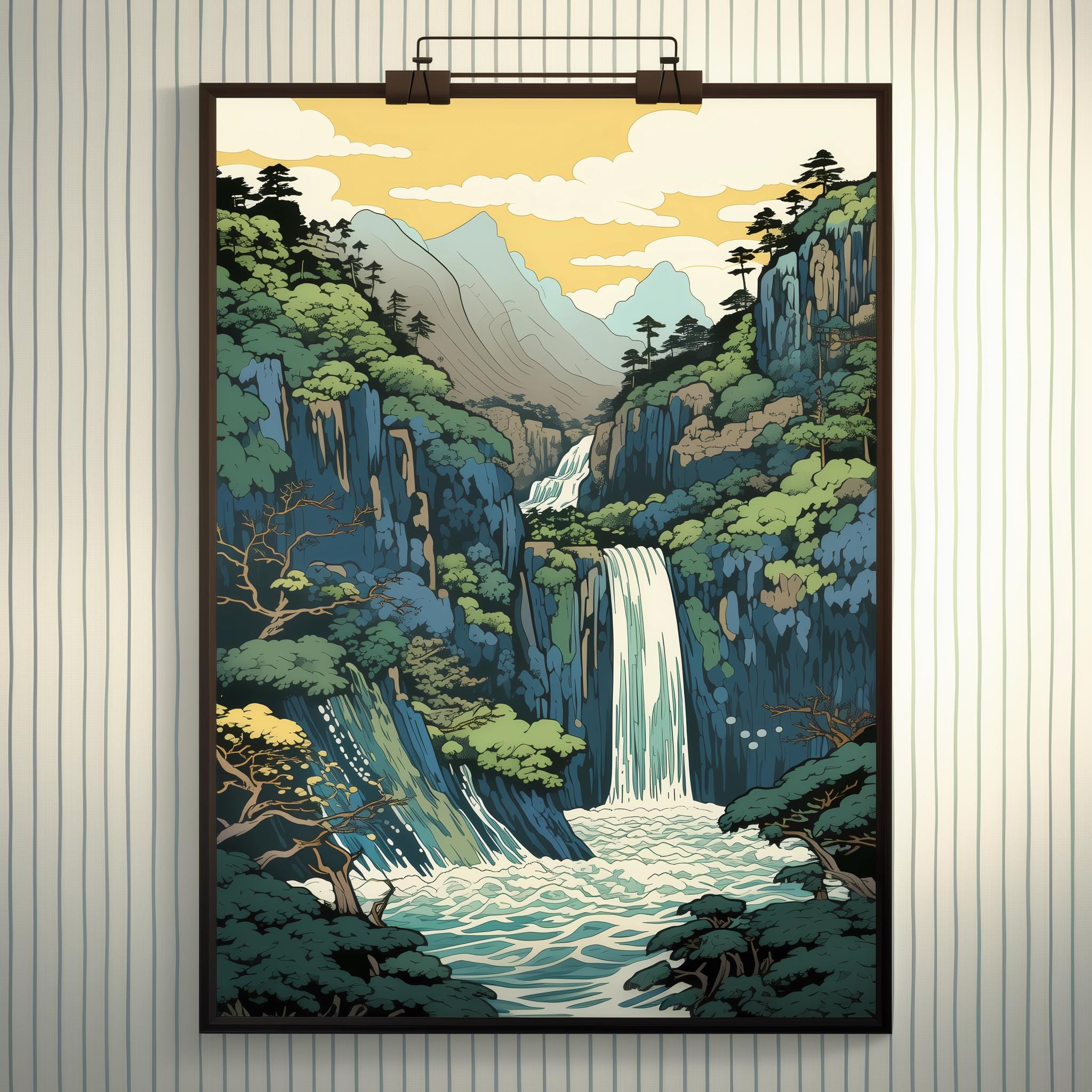 Ukiyo-e Waterfall Poster: Japanese Art Print, Home Decor - Etsy
