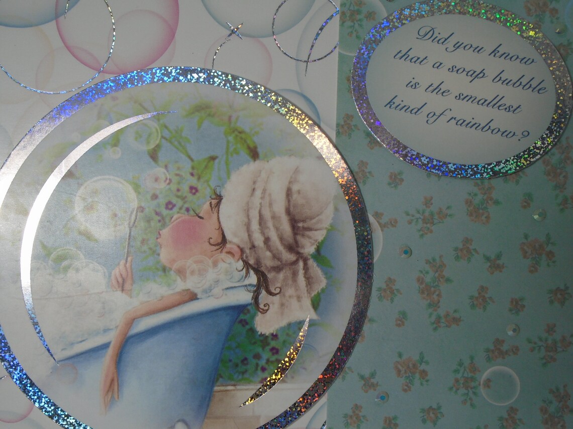 Relaxing Bubble Bath Birthday Card, Happy Birthday Card, Greeting Card ...
