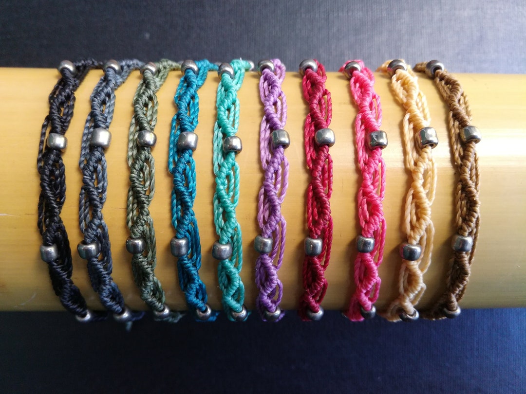 Beaded Macrame Bracelet, Beaded Cord Bracelet, String Bracelet With ...