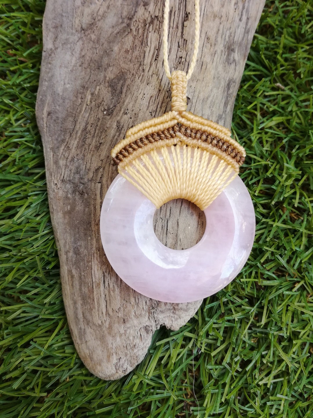 Rose Quartz Necklace ,pink Stone Necklace, Gemstone Donut Necklace ...