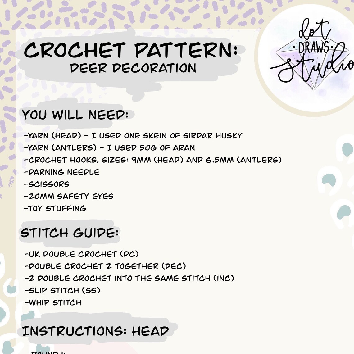 Digital Download Crochet Reindeer Head Pattern - as Seen on Kirstie’s ...
