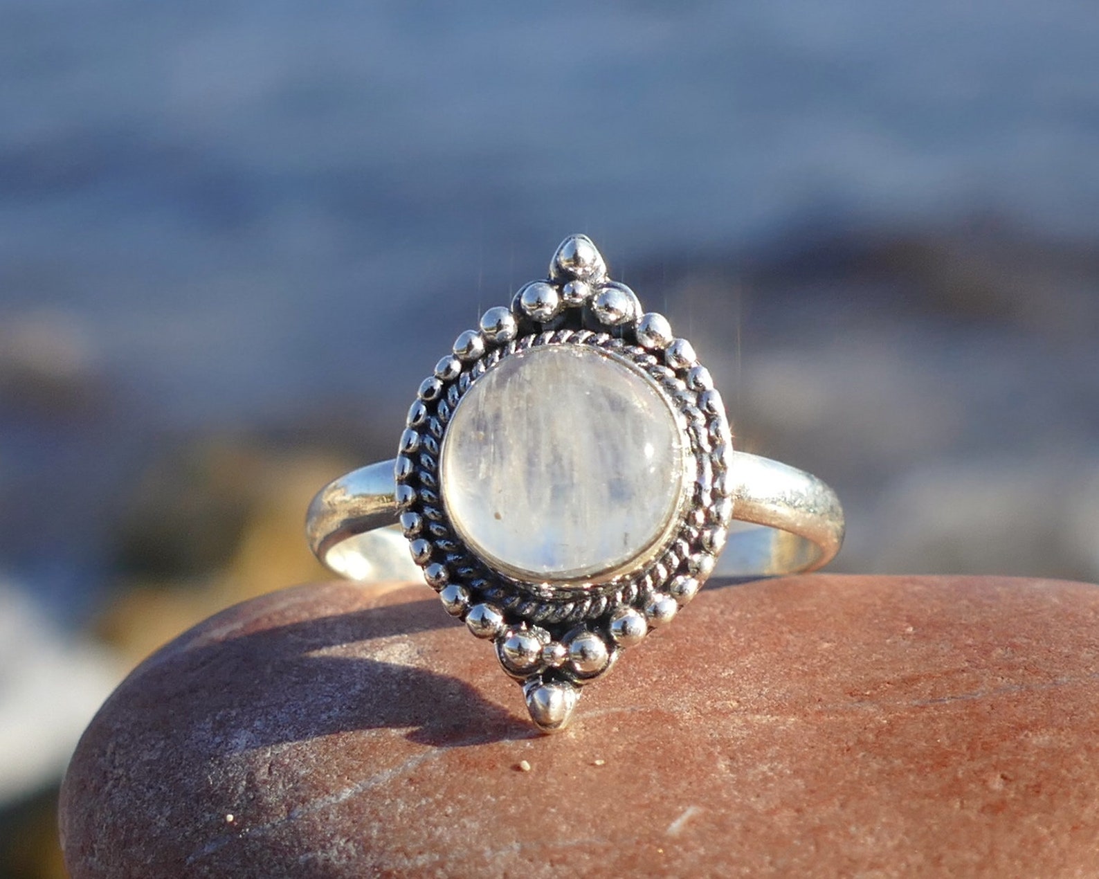 Beautiful Moon Stone Ring Moon Stone Silver Ring Ring With | Etsy