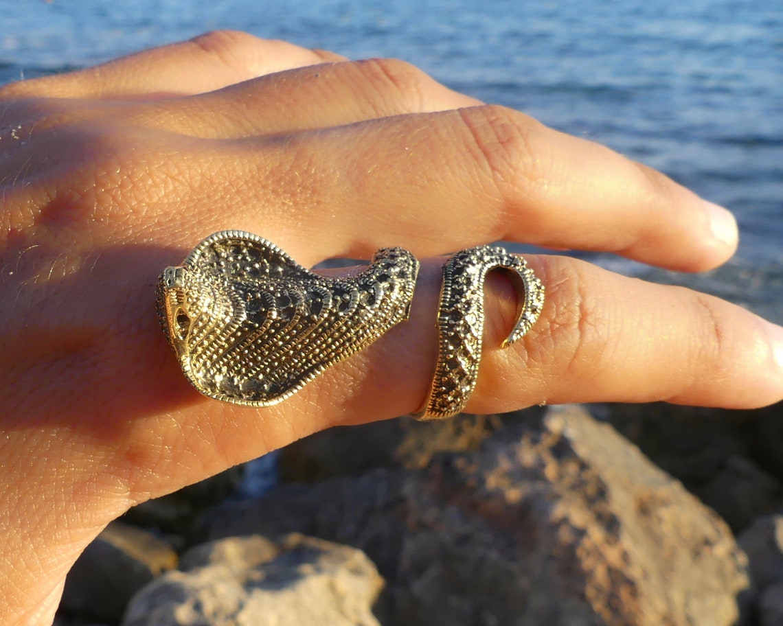 Cobra ring big snake ring sterling brass ring big serpent | Etsy