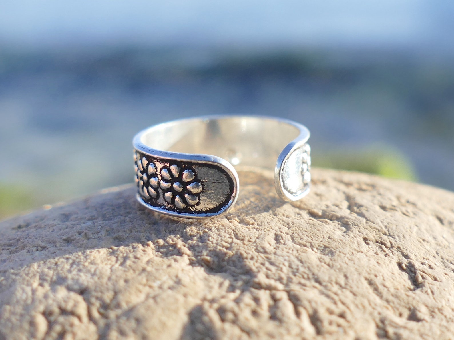 Toe Ring Toe Ring for Woman Silver Toe Ring Flower Ring - Etsy