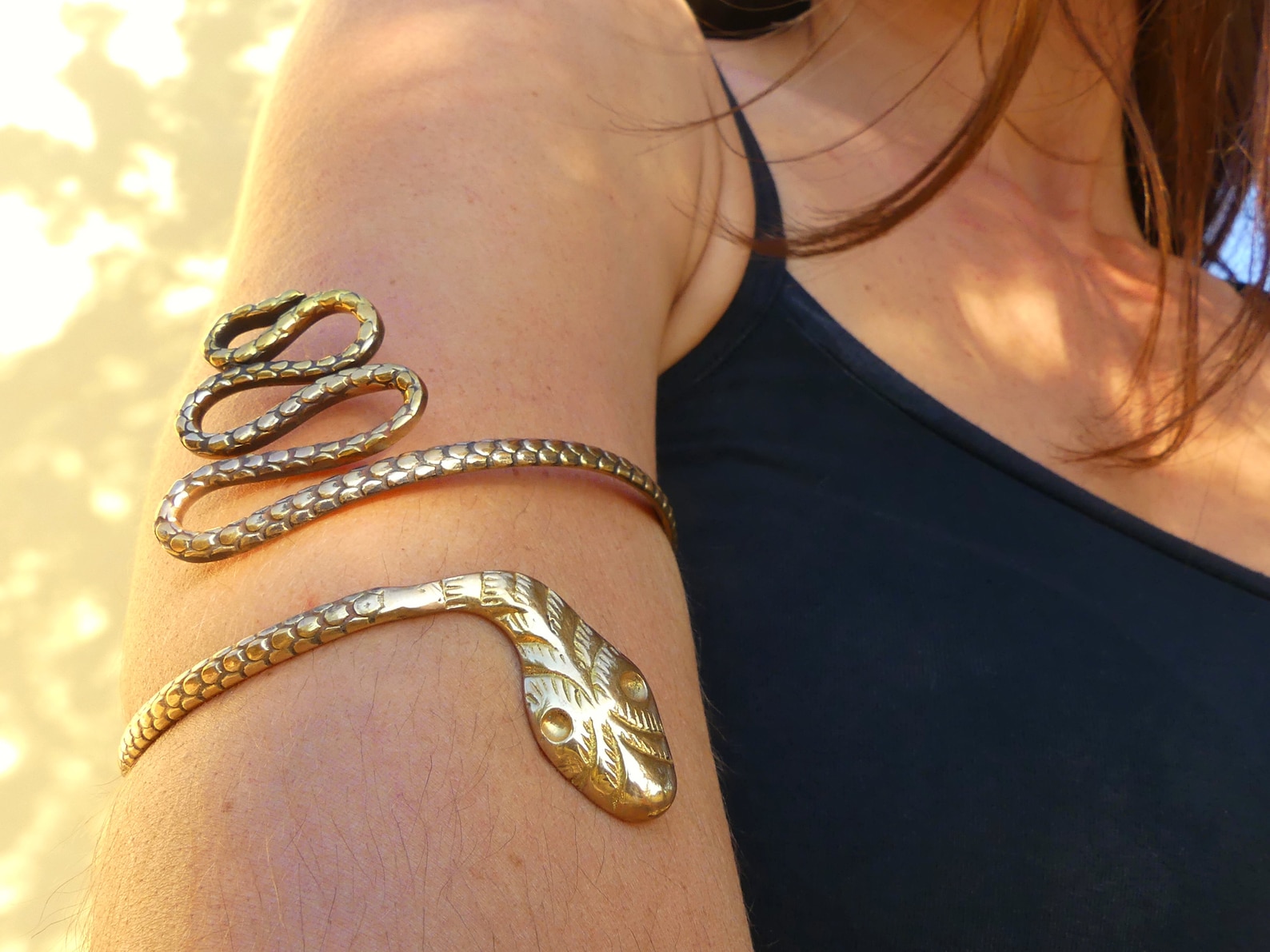 Golden Snake Bracelet, Snake Bracelet, Brass Bracelet, Adjustable Snake ...