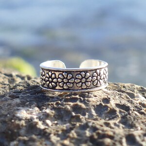 Toe Ring, Toe Ring for Woman, Silver Toe Ring, Flower Ring, Flower Toe ...
