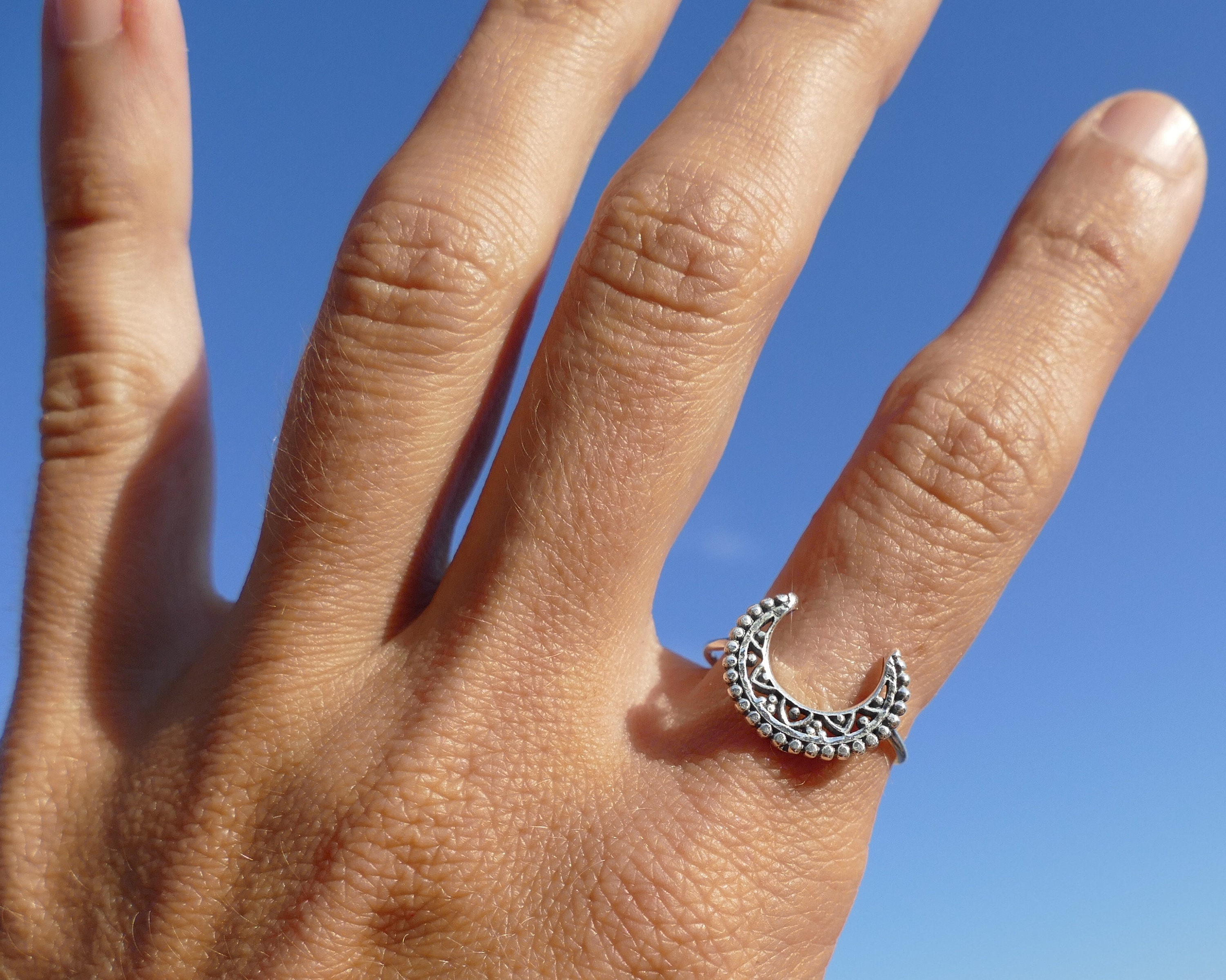 Moon ring moon silver ring moon design sterling silver | Etsy