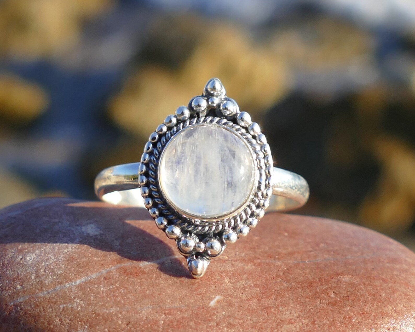 Beautiful Moon Stone Ring Moon Stone Silver Ring Ring With | Etsy