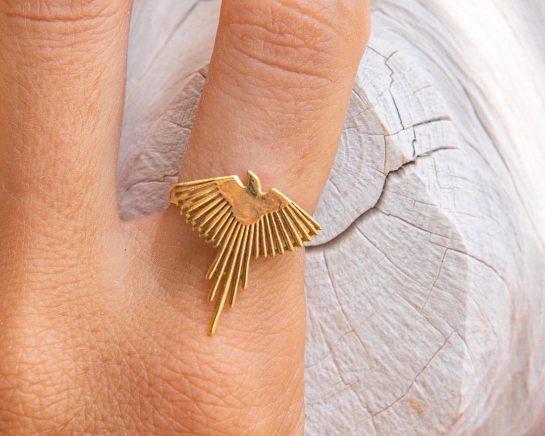 Phoenix Ring, Golden Phoenix Ring, Animal Ring, Bird Ring, Symbol Ring, Phoenic Brass Ring, Ring ...