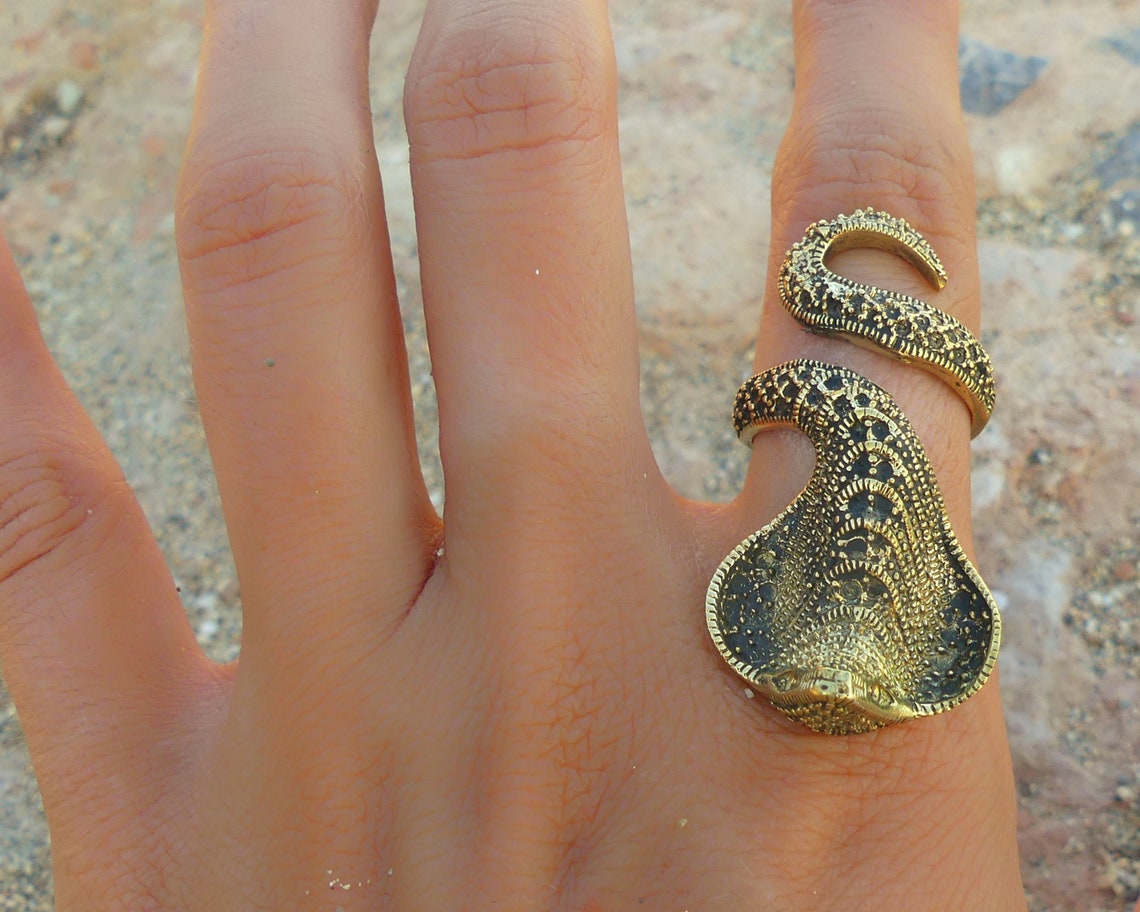 Cobra ring big snake ring sterling brass ring big serpent | Etsy