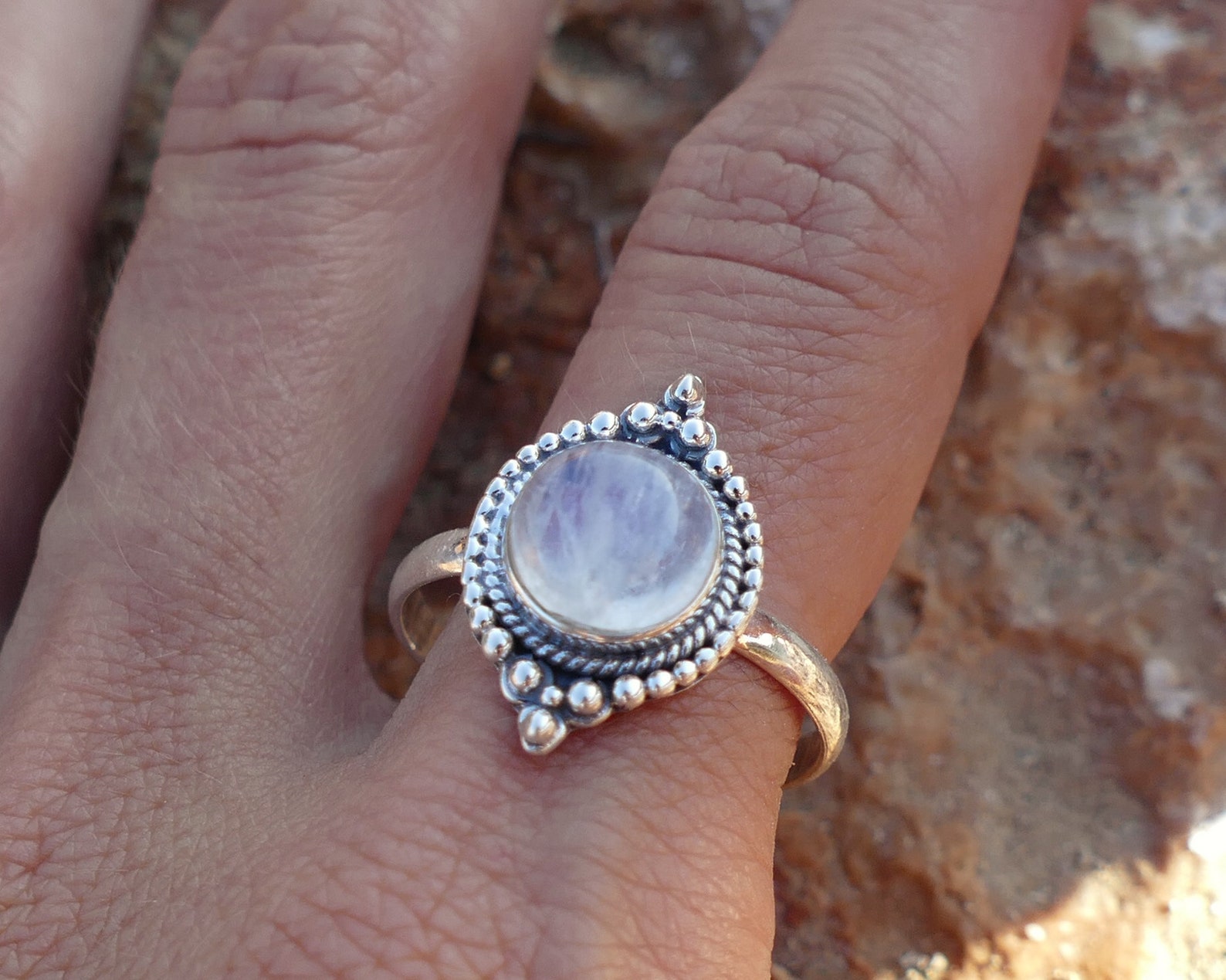 Beautiful Moon Stone Ring Moon Stone Silver Ring Ring With | Etsy