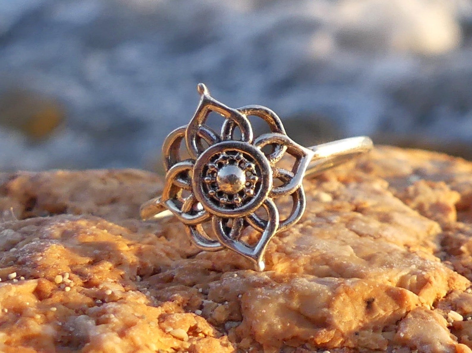 Lotus Ring Sterling Silver Ring Lotus Silver Ring Lotus - Etsy