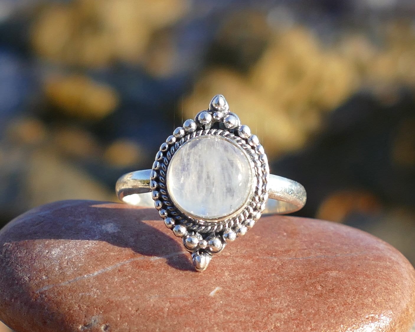 Beautiful Moon Stone Ring Moon Stone Silver Ring Ring With | Etsy