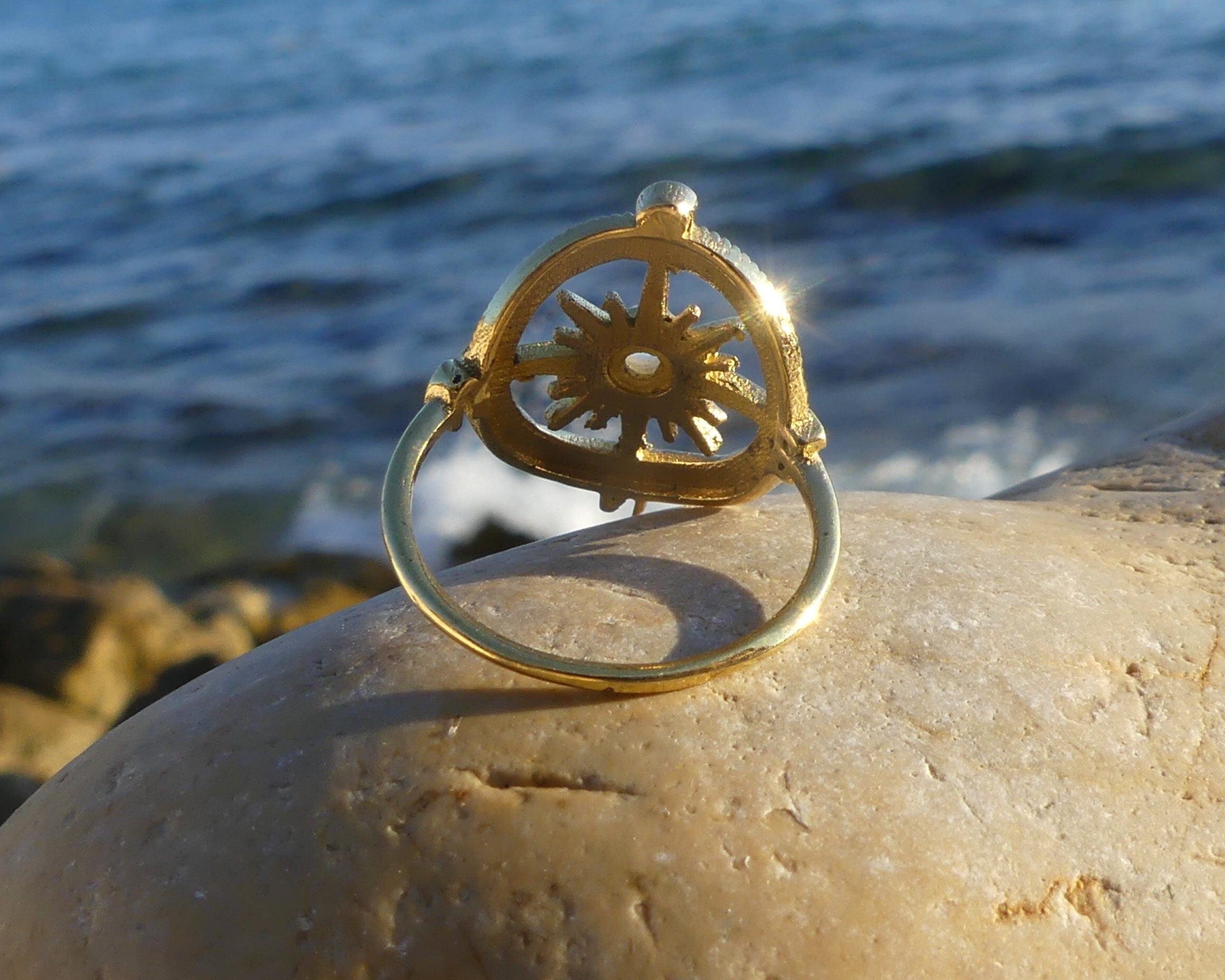 Kompass Ring Goldener Kompass Ring Sterling Messing Ring - Etsy.de