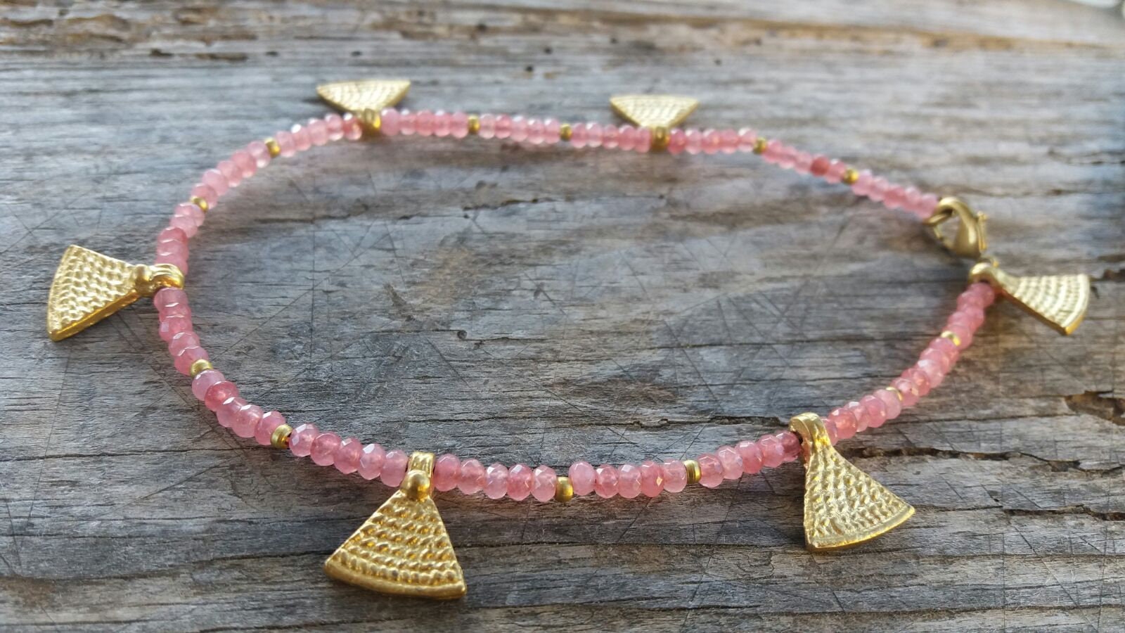 Brass ankle gem ankle brass with gems ankle topaz ankle | Etsy