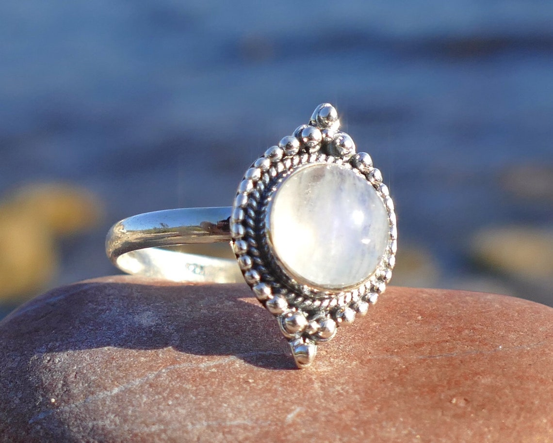 Beautiful Moon Stone Ring Moon Stone Silver Ring Ring With | Etsy