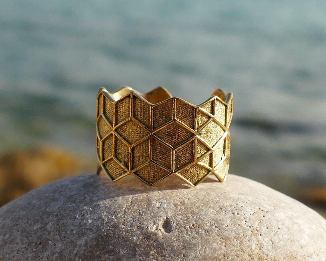 Golden Ring, Brass Ring, Adjustable Ring, Golden Ring for Woman, Ring ...