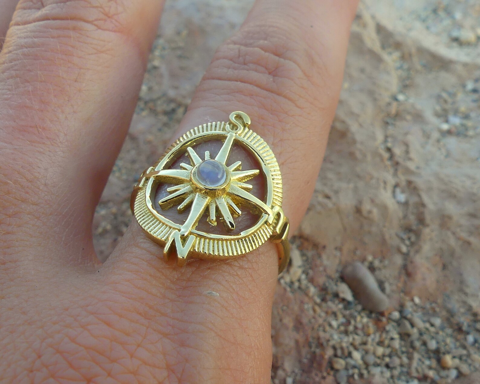 Kompass Ring Goldener Kompass Ring Sterling Messing Ring - Etsy.de